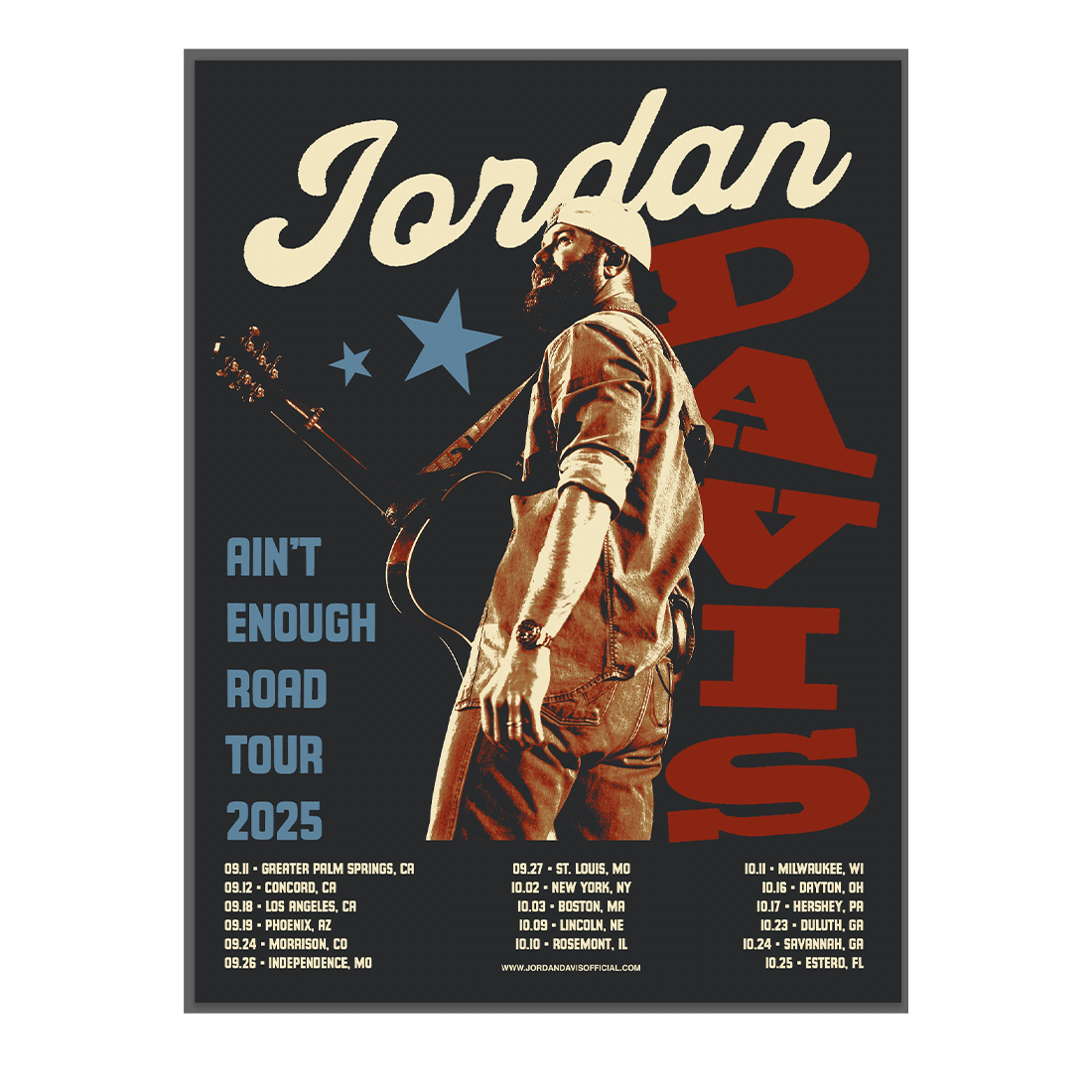 U.S. 2025 Ain’t Enough Road Tour Poster - Jordan Davis Official Store